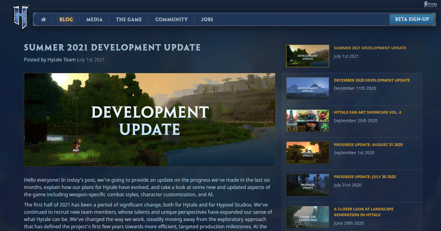 Hypixel Studio宣布Hytale将延期至2023年之后发售 - 我的世界中文站