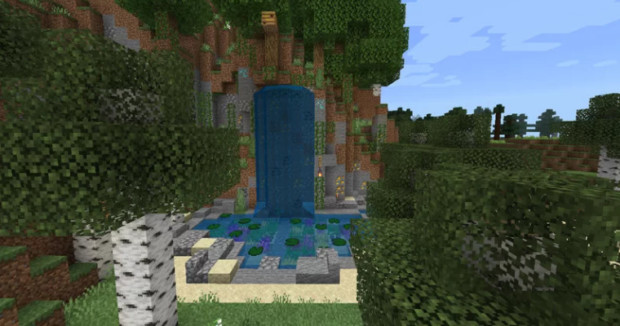 我的世界瀑布后的秘密基地 Secret base behind waterfall 地图存档下载 - 我的世界中文站